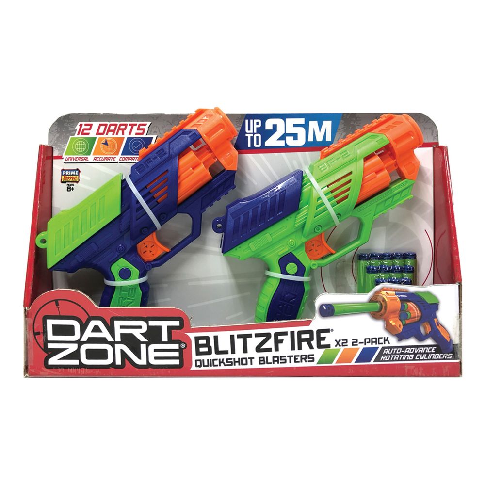 Pistolas Dart Zone BlitzFire Quickshot Blasters 2 Pack - wabro